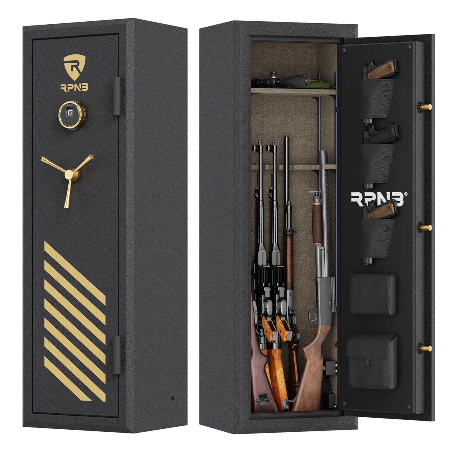 10 Gun Fireproof Biometric Digital Safe for Pistols and Rifles, Black ...