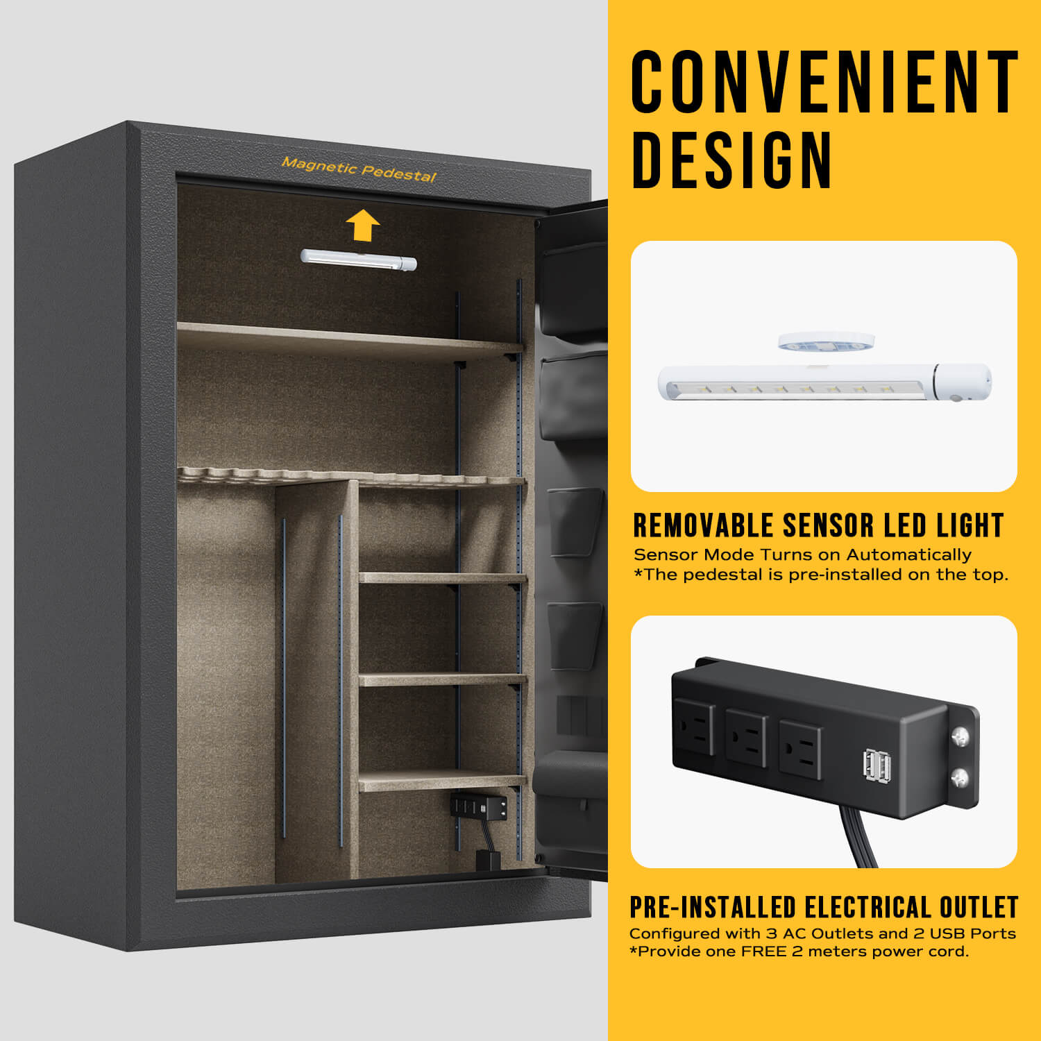 45 Gun Large Fireproof Biometric Fingerprint Long Gun Safe for Pistols ...