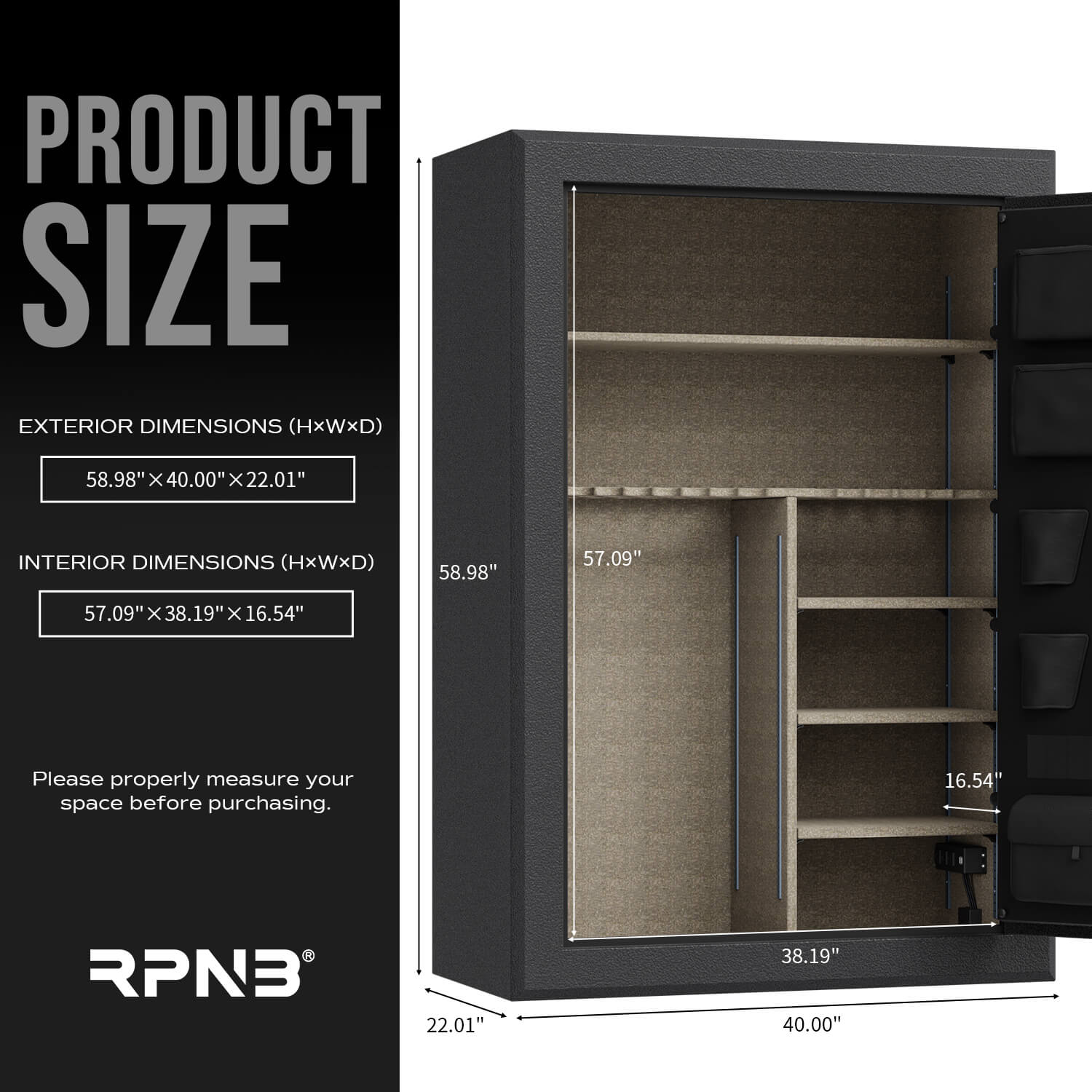45 Gun Large Fireproof Biometric Fingerprint Long Gun Safe for Pistols ...