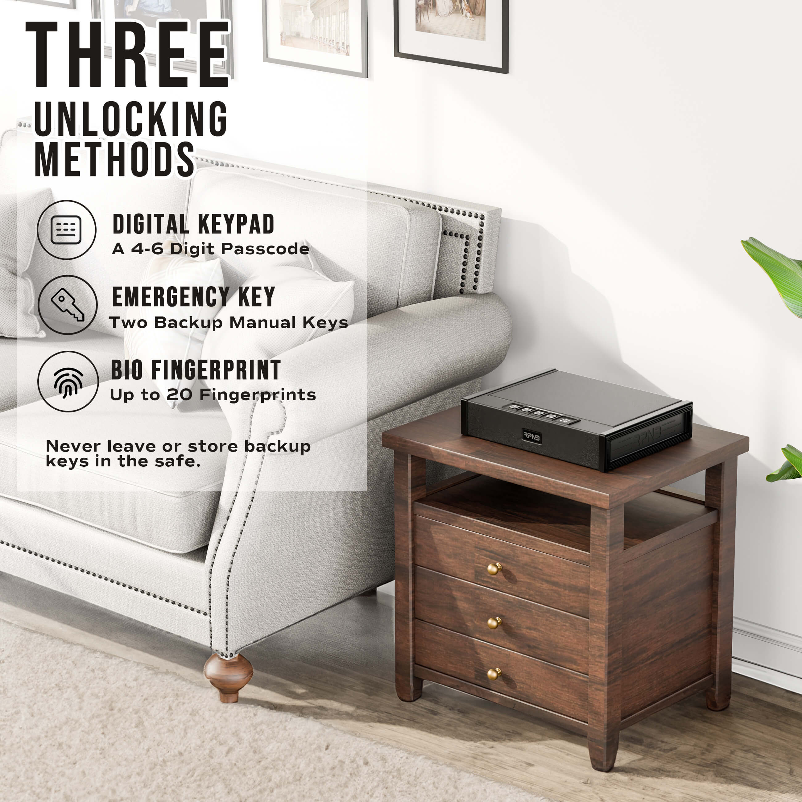 RPNB Gun Safe With Biometric Fingerprint-Quick Access Heavy Duty Black ...