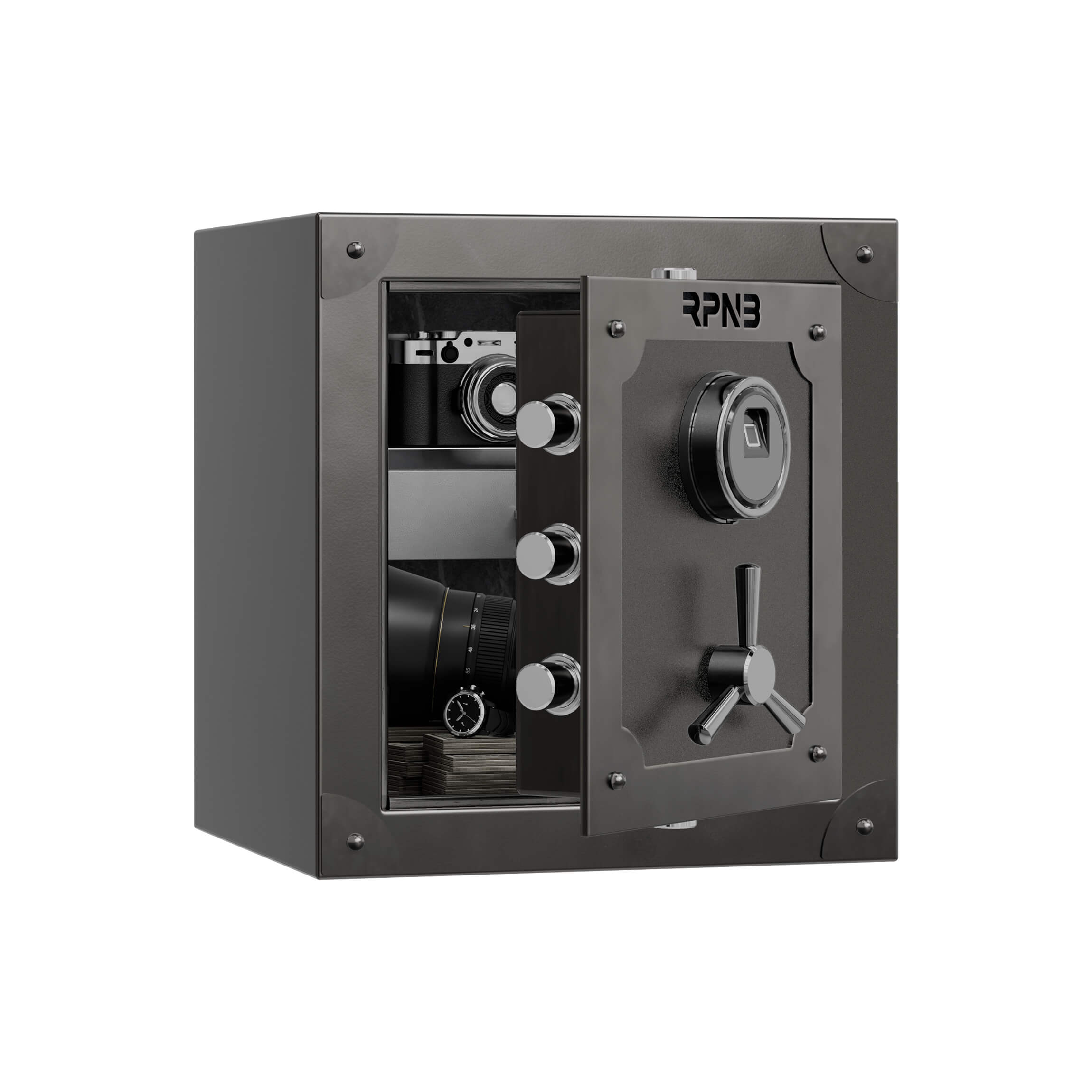 RPNB Large Home Fingerprint Retro Style Biometric Safe Box with Jewelr