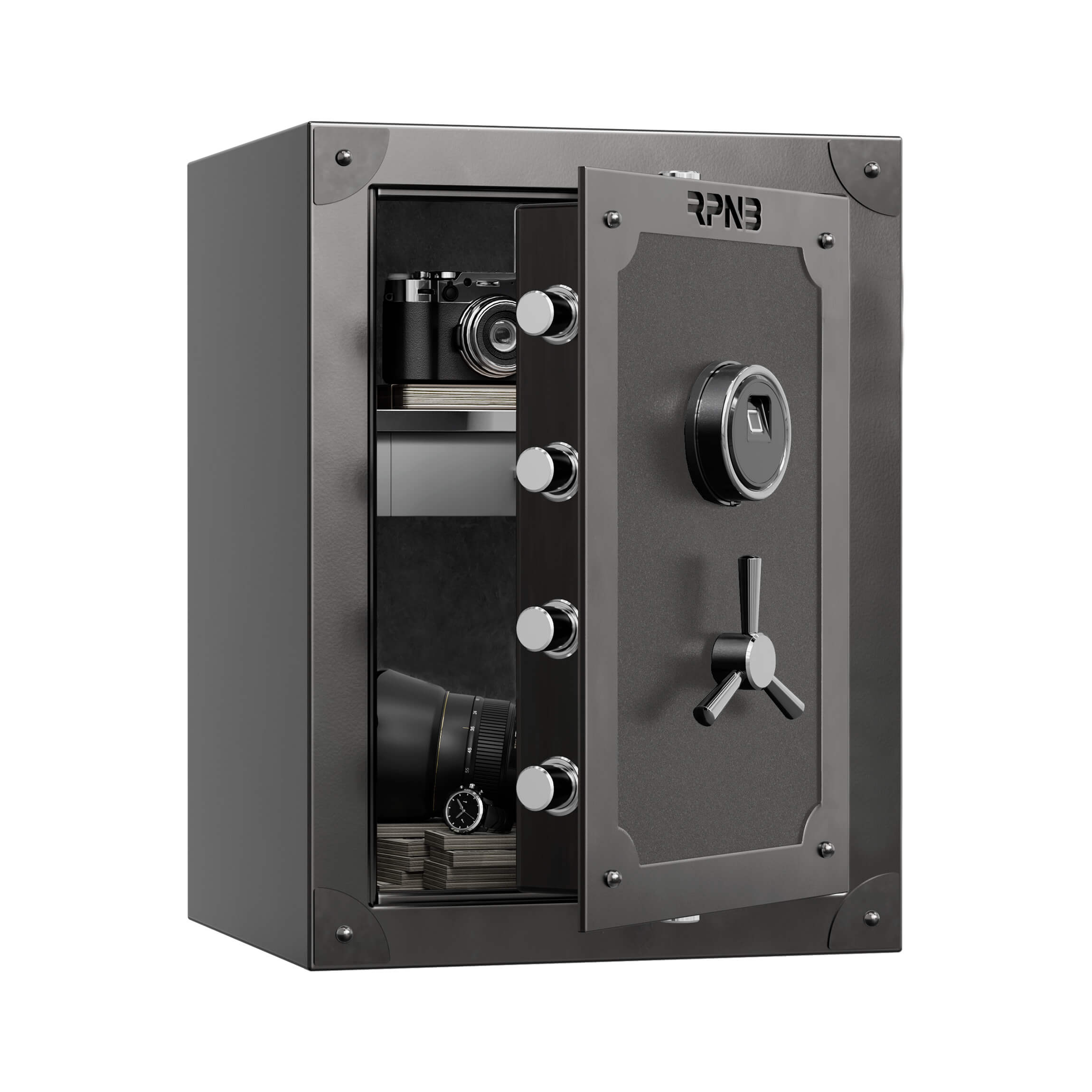 RPNB Large Home Biometric Retro Style Fingerprint Safe Box with Jewelr