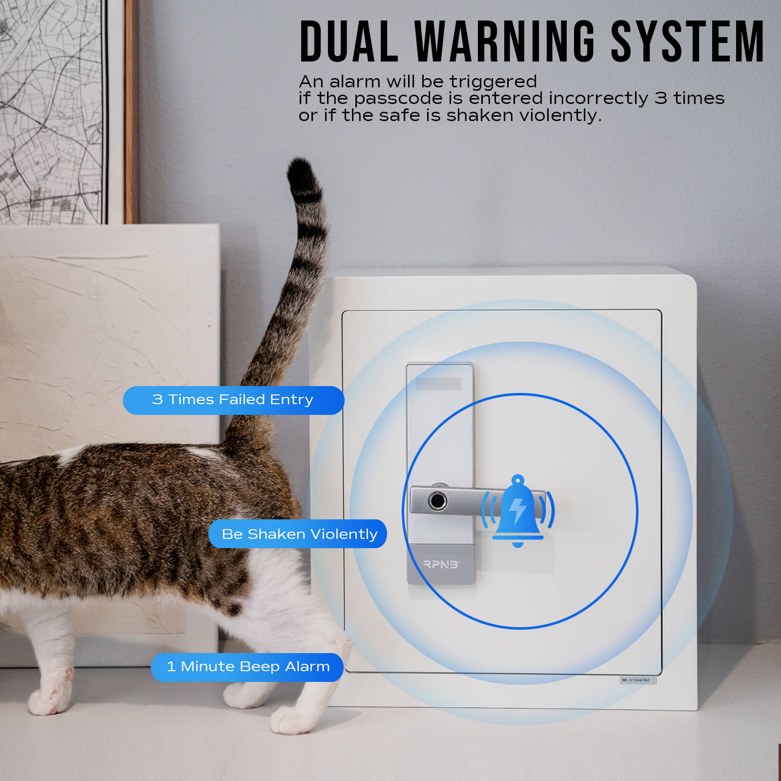 White Fingerprint Home Safe With LED Light Internal, Luxury Closet Saf ...