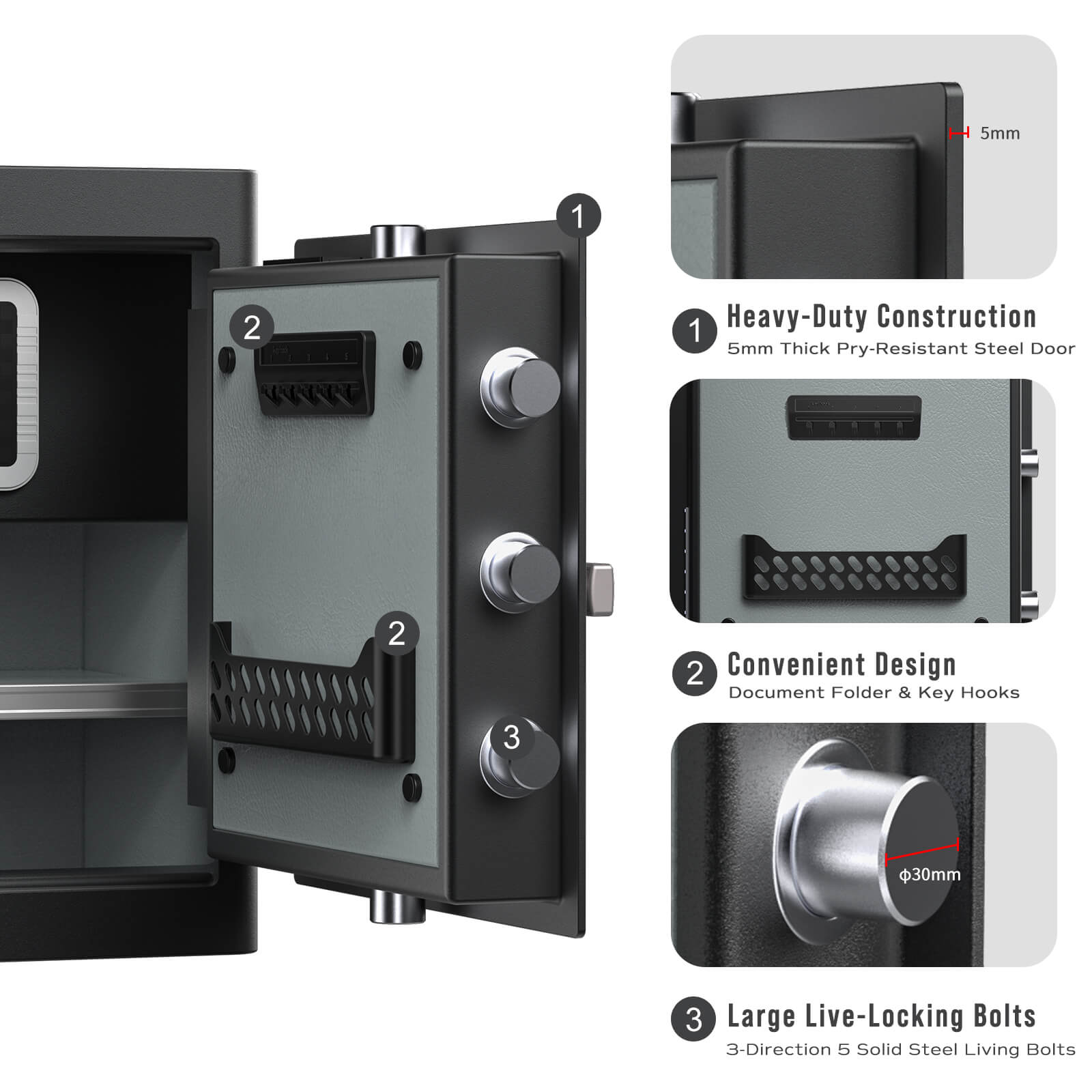 Fingerprint Home Safe With LED Light Internal, Luxury Closet Safe, 1.6 ...