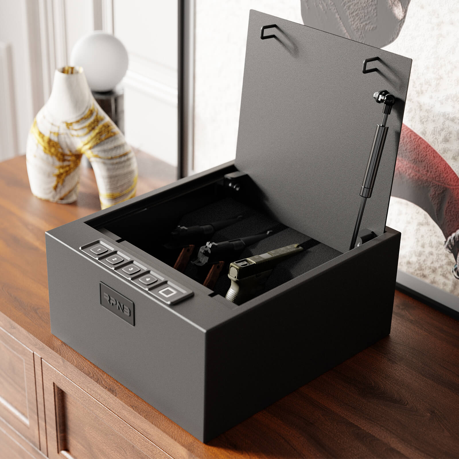 Drawer Safe with Biometric Fingerprint Lock, Top Opening Gun Safe-RPNB