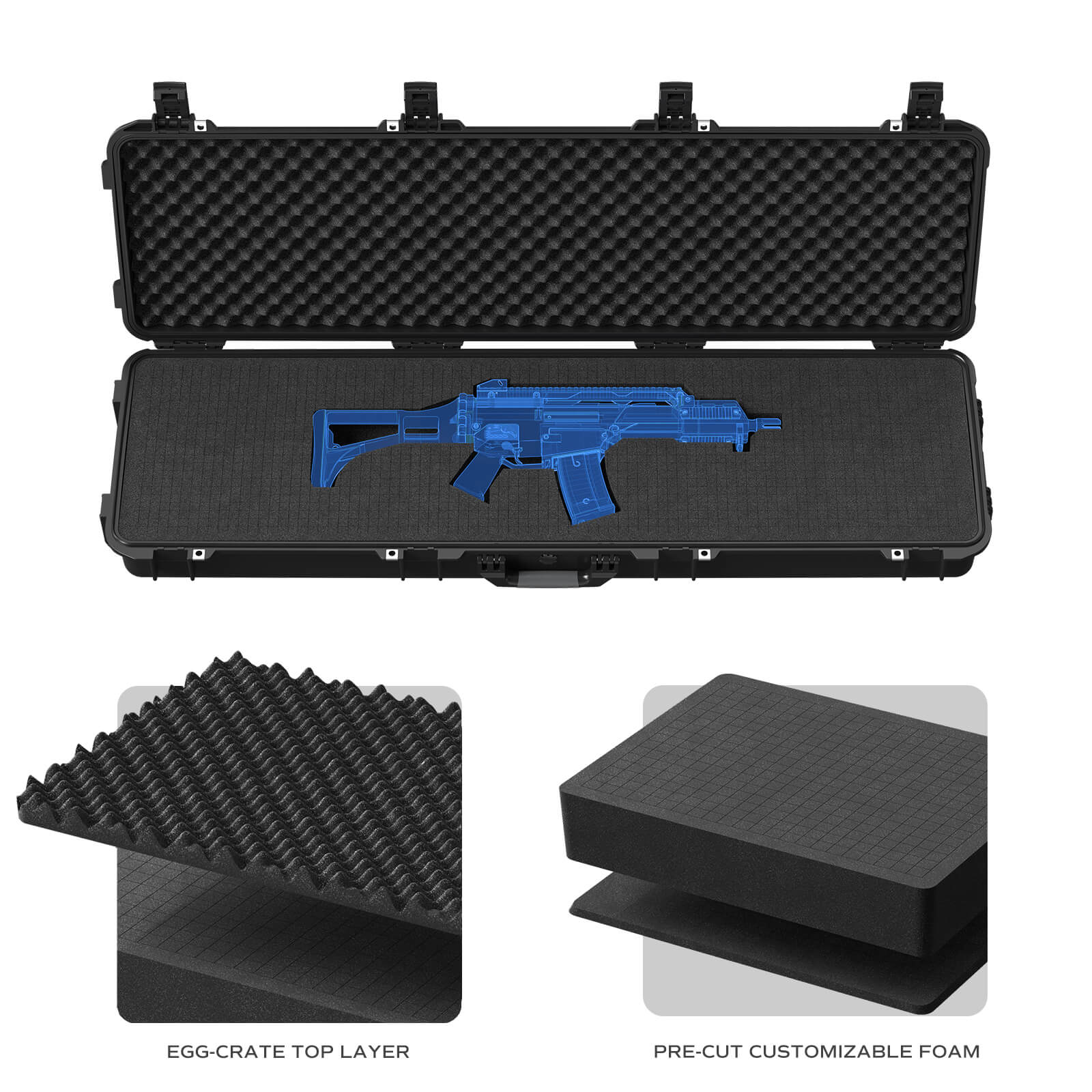 RPNB Weatherproof Tactical Rifle Case with Wheels and Customizable ...